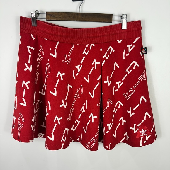 adidas | Skirts | Adidas X Pharrell Williams Skirt L Red Flare Logo ...